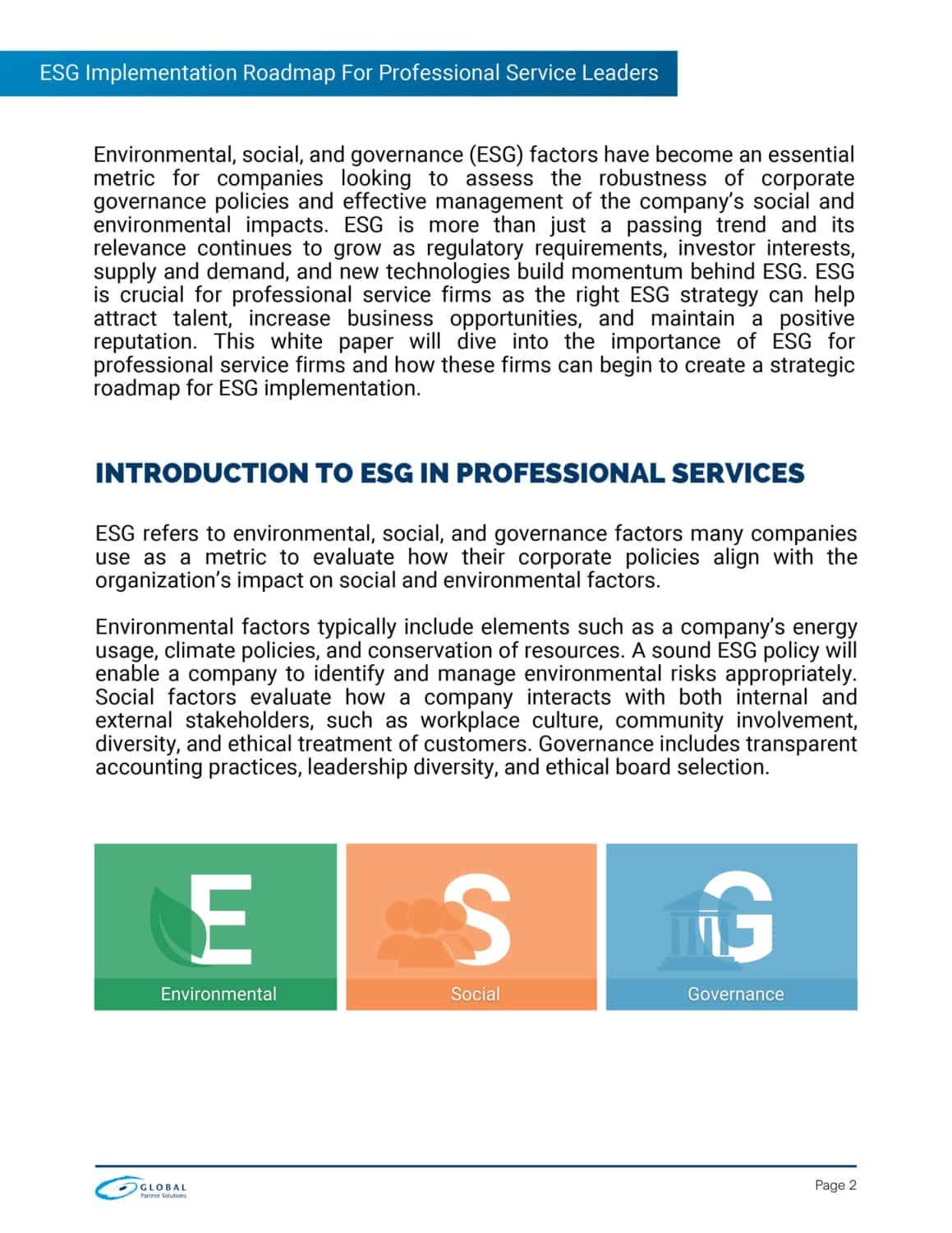 ESG White Paper - ESG - Global Partner Solutions