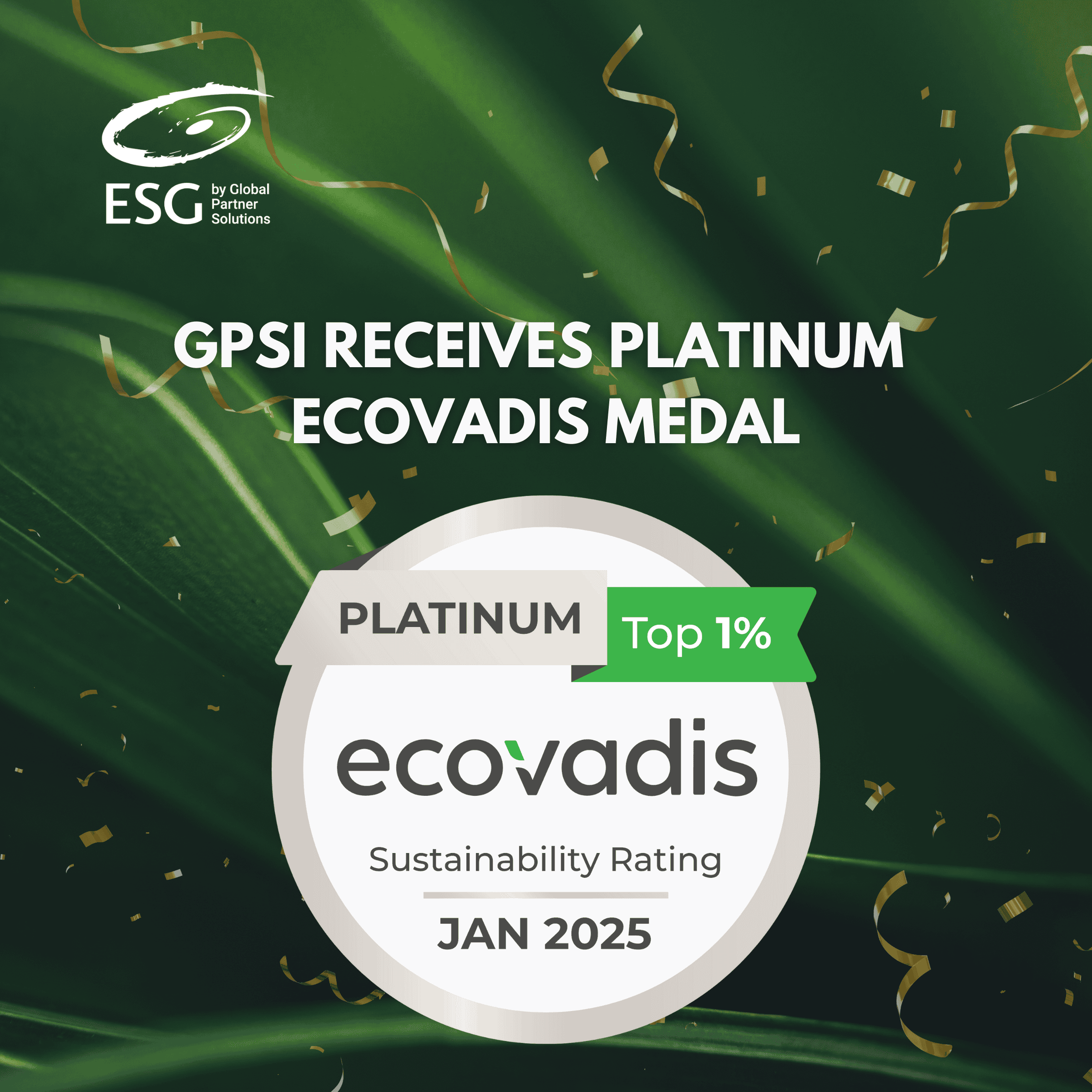 GPSI Receives Platinum EcoVadis Medal for Sustainability Excellence